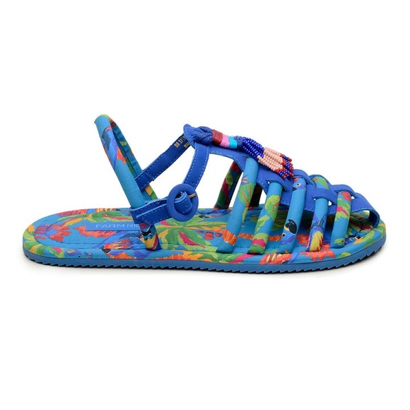 FARM Rio | Shoes | Farm Rio Blue Macaw Tube Strap Sandals | Poshmark